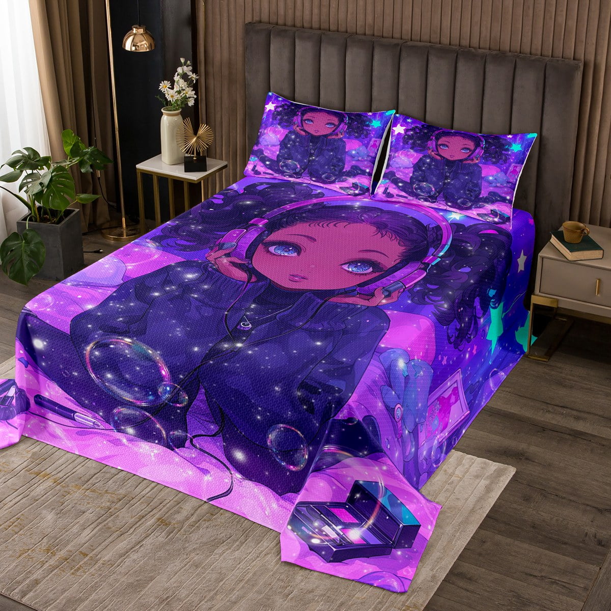 Black Princess Bedspread Set American African Bedding Set Queen Afro ...