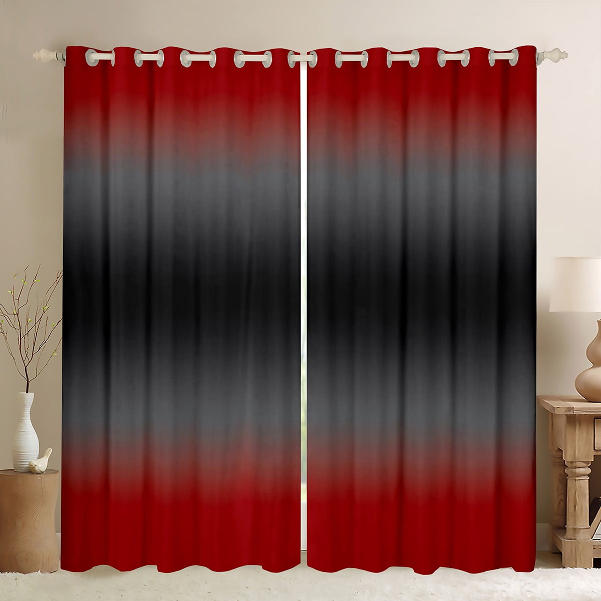Erosebridal Black and Red Curtains Watercolor Modern Art Curtains ...