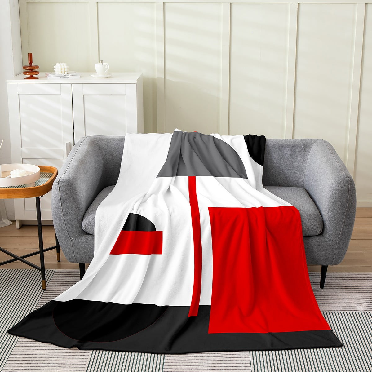 Black Red Gray Throw Blanket Throw 50x60 inch Geometric Irregular Shape ...
