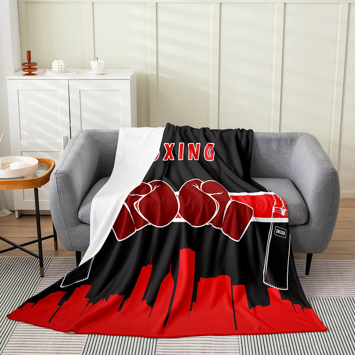 YST Black Red Throw Blanket 40x50 for Girls Boxing Fuzzy Blanket ...