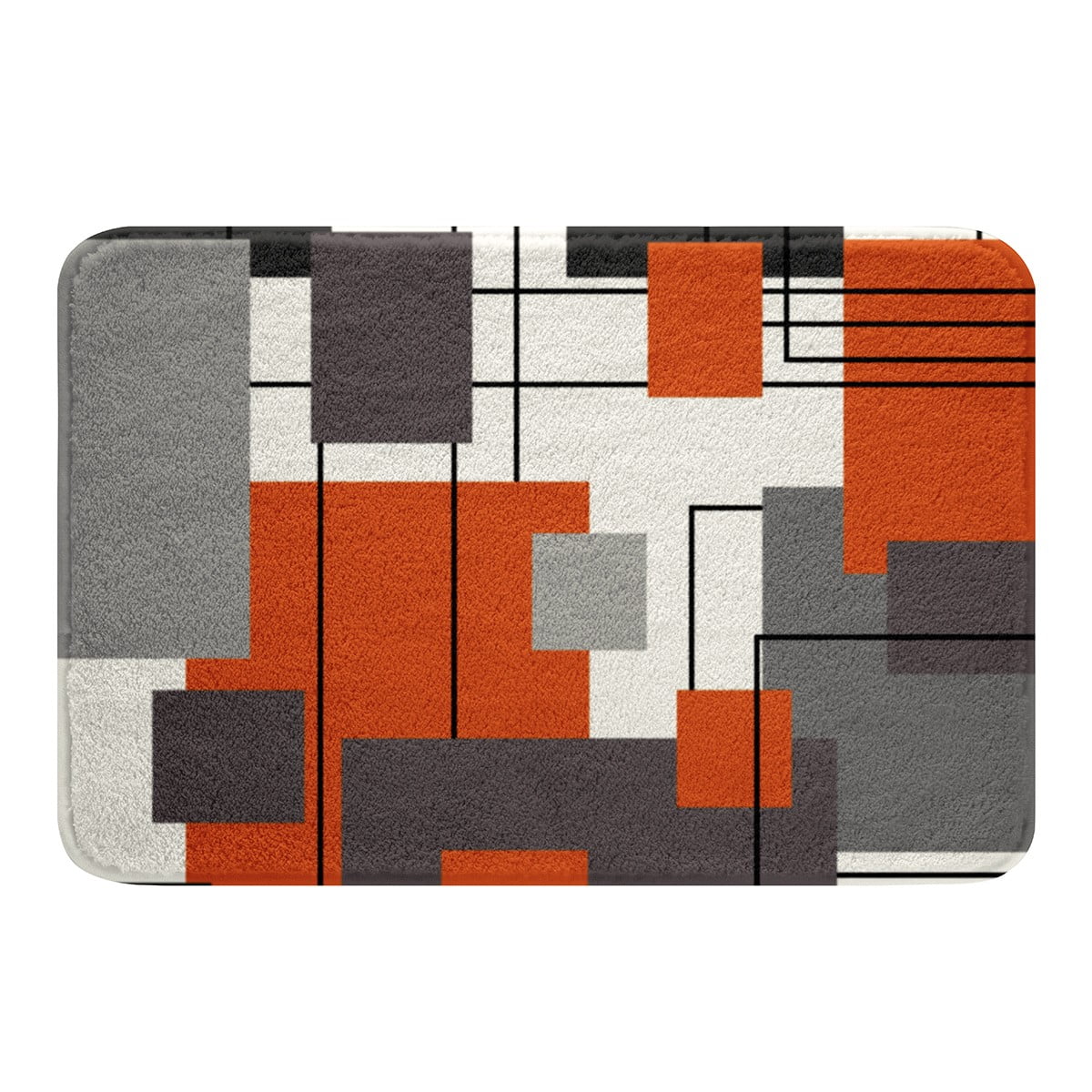 YST Black White Grey Orange Door Mat 16"X24" Geometric Square Bathroom ...