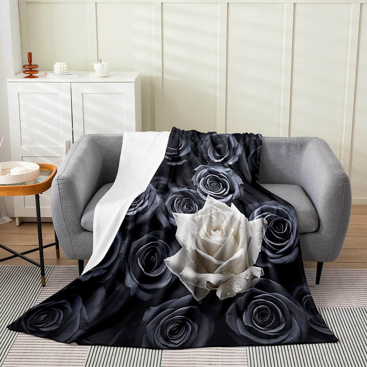 YST Black White Rose Blanket Baby 30x40 Romantic Floral Throw Blanket ...