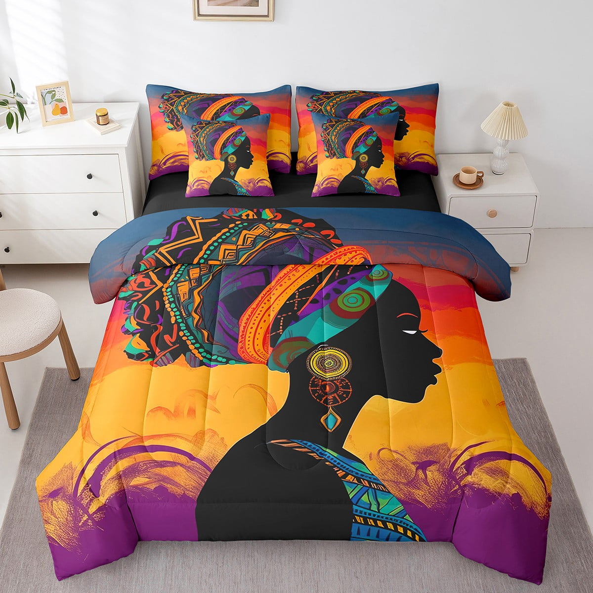 Erosebridal Black Women Bed In A Bag Full African Women Comforter Set 7 ...