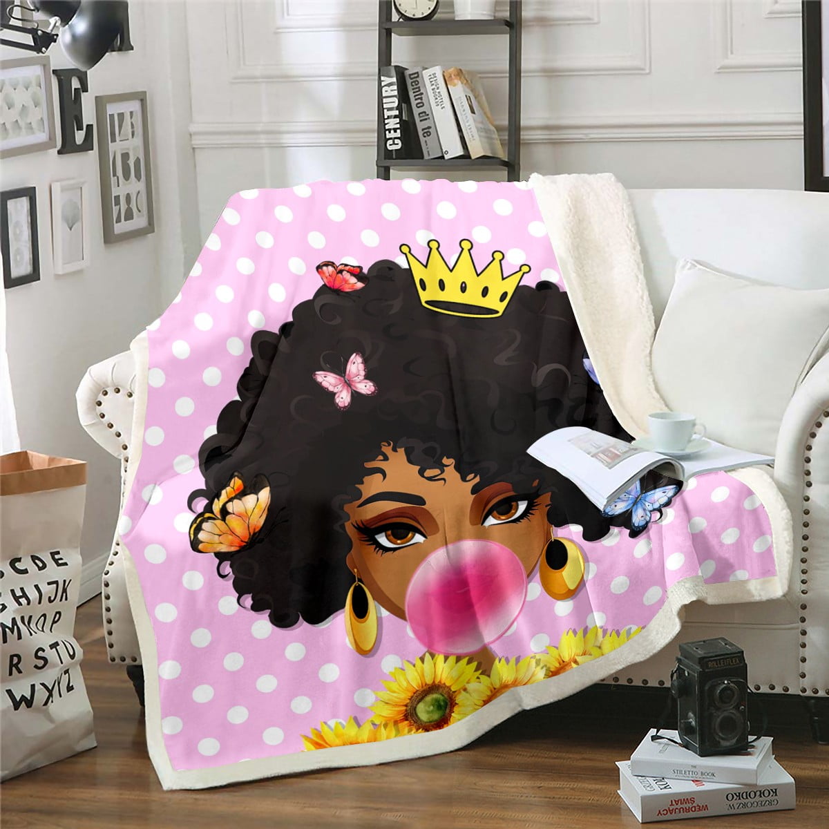 YST Black Women Throw Blanket for Couch for Teens Adults Magical Black ...