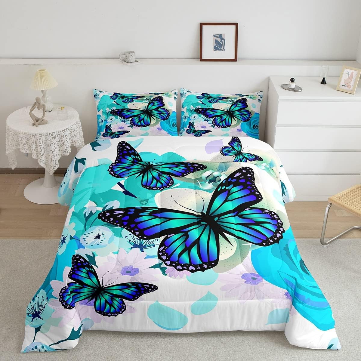Erosebridal Blue Butterfly Bedding Teens Romantic Style Comforter Set ...