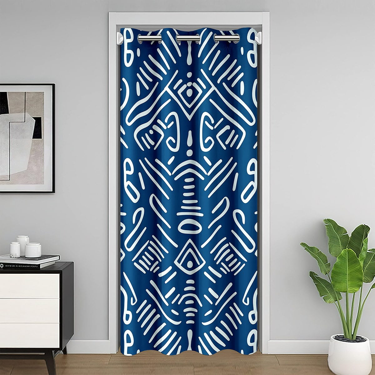 YST Blue Damask Door Curtain For Doorway Privacy for Man Woman,Antique ...