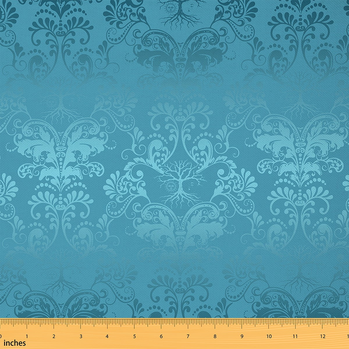 YST Blue Damask Fabric Antique Victorian Baroque Upholstery Fabric for ...