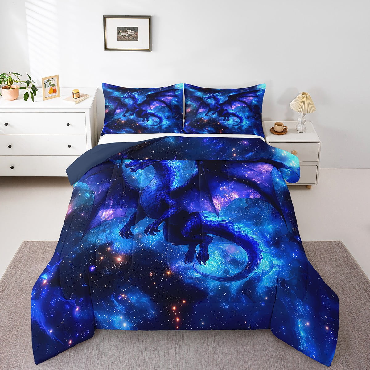 YST Blue Dragon Full Comforter Set for Boys Girls,Magical Starry Sky ...