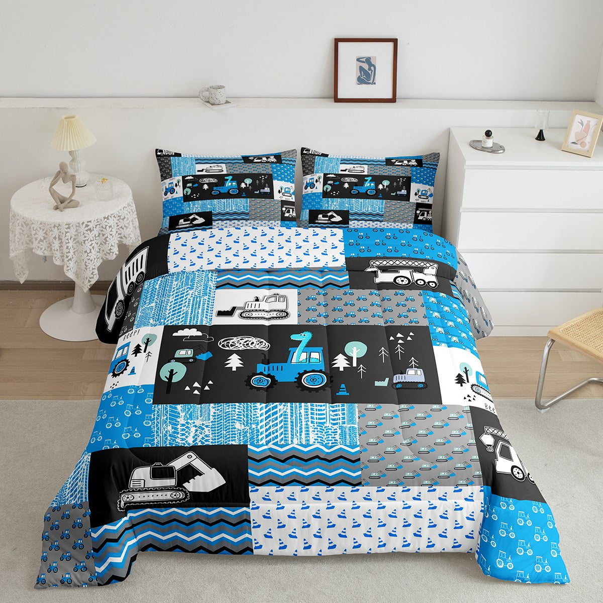 Erosebridal Blue Full Comforter Set Construction Bedding Dinosaur ...