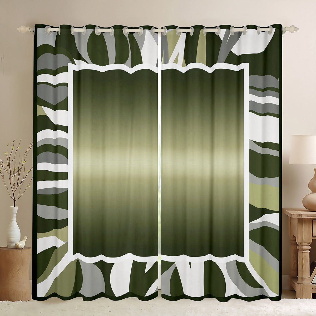 YST Blue Grey Curtains 42x90 inch,Geometric Blackout Curtains for Teens ...