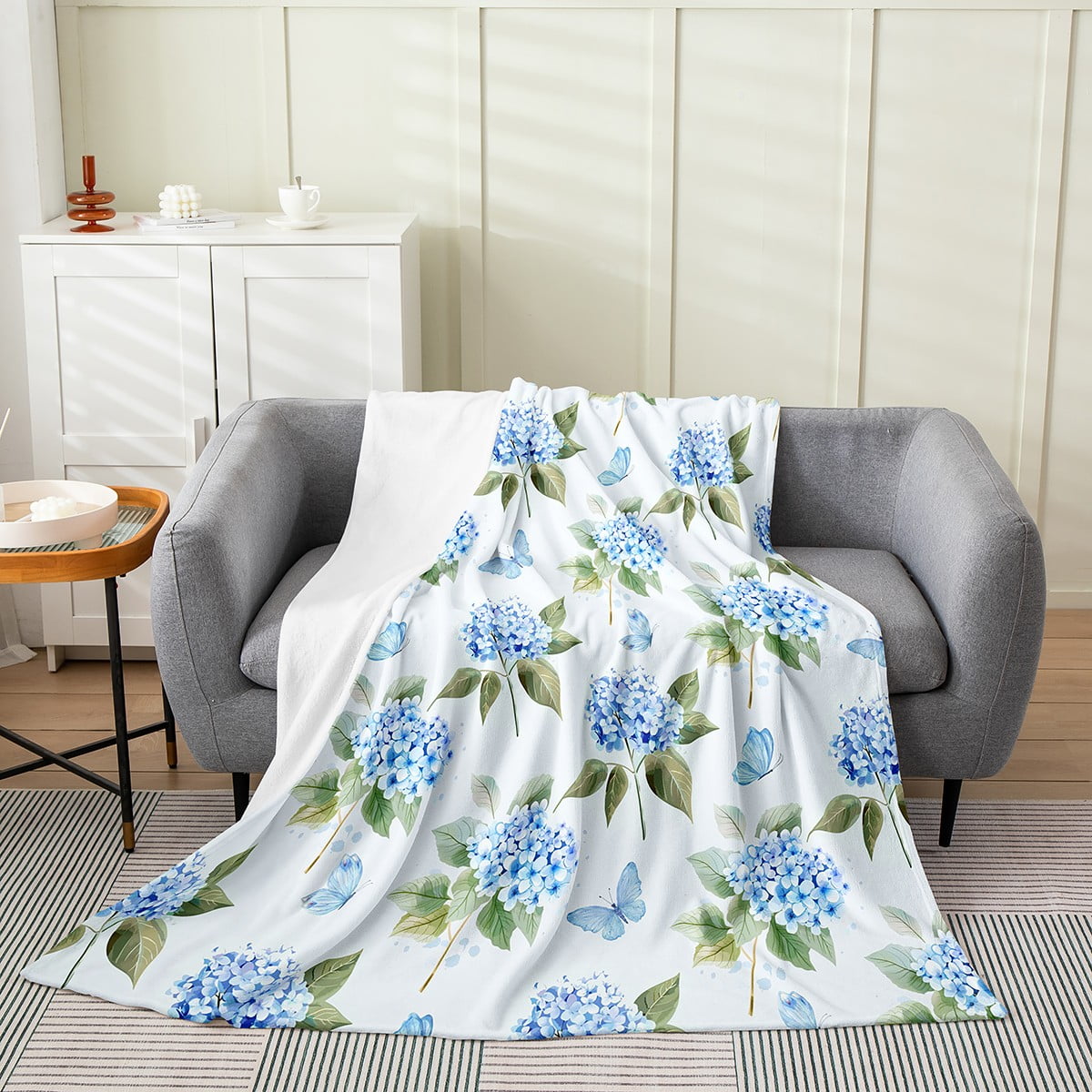 Blue Hydrangea Blanket Throw 50x60 Blue Butterfly Throw Blanket Teens ...