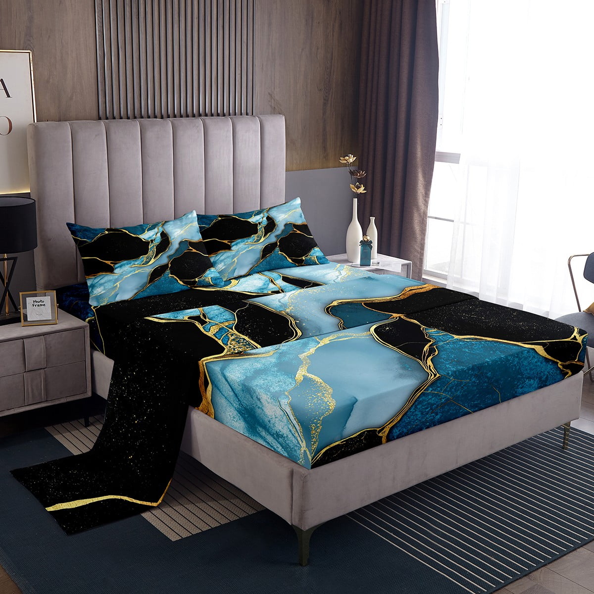 Blue Marble Bed Sheets Set Abstract Aesthetic Twin Sheet Set ...