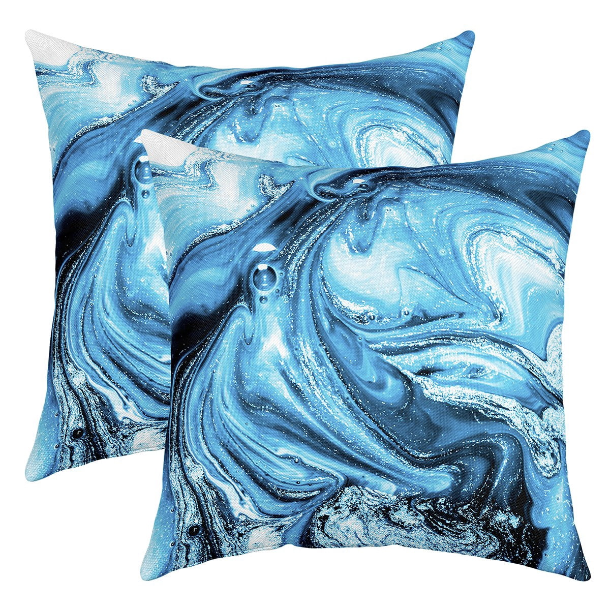 Blue Marble Throw Pillow Covers 22x22 inch set of 2,Abstract Marble ...