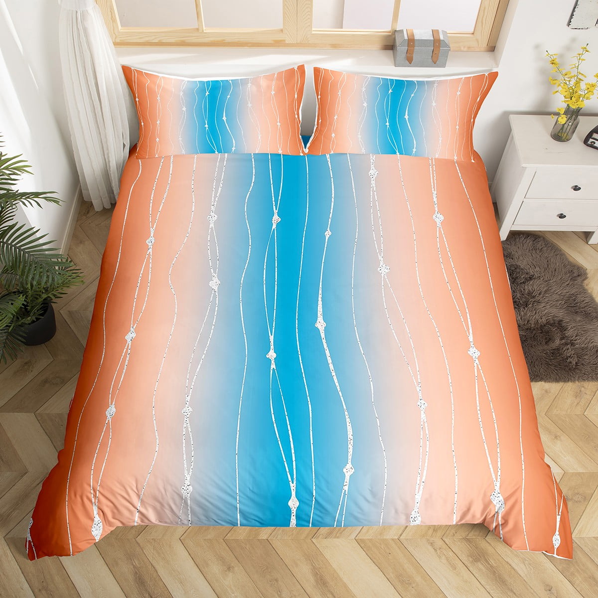 YST Blue and Orange Bed Set for Boys Men Abstract Aesthetic Duvet Cover ...