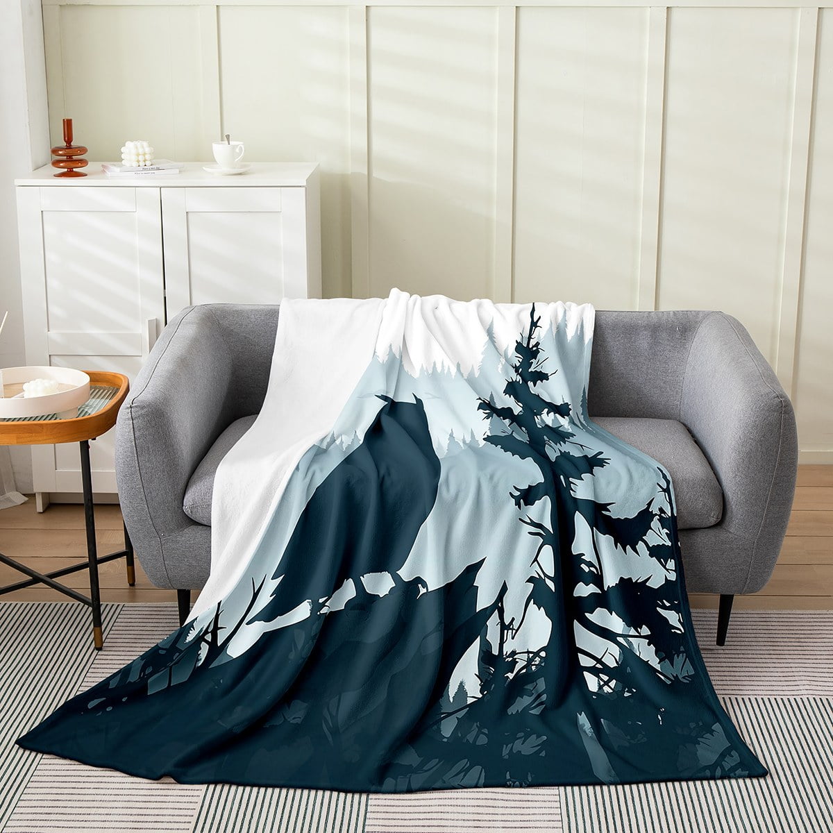 YST Blue Owl Blanket for Boys Girls,Jungle Tree Throw Blanket,Wild ...