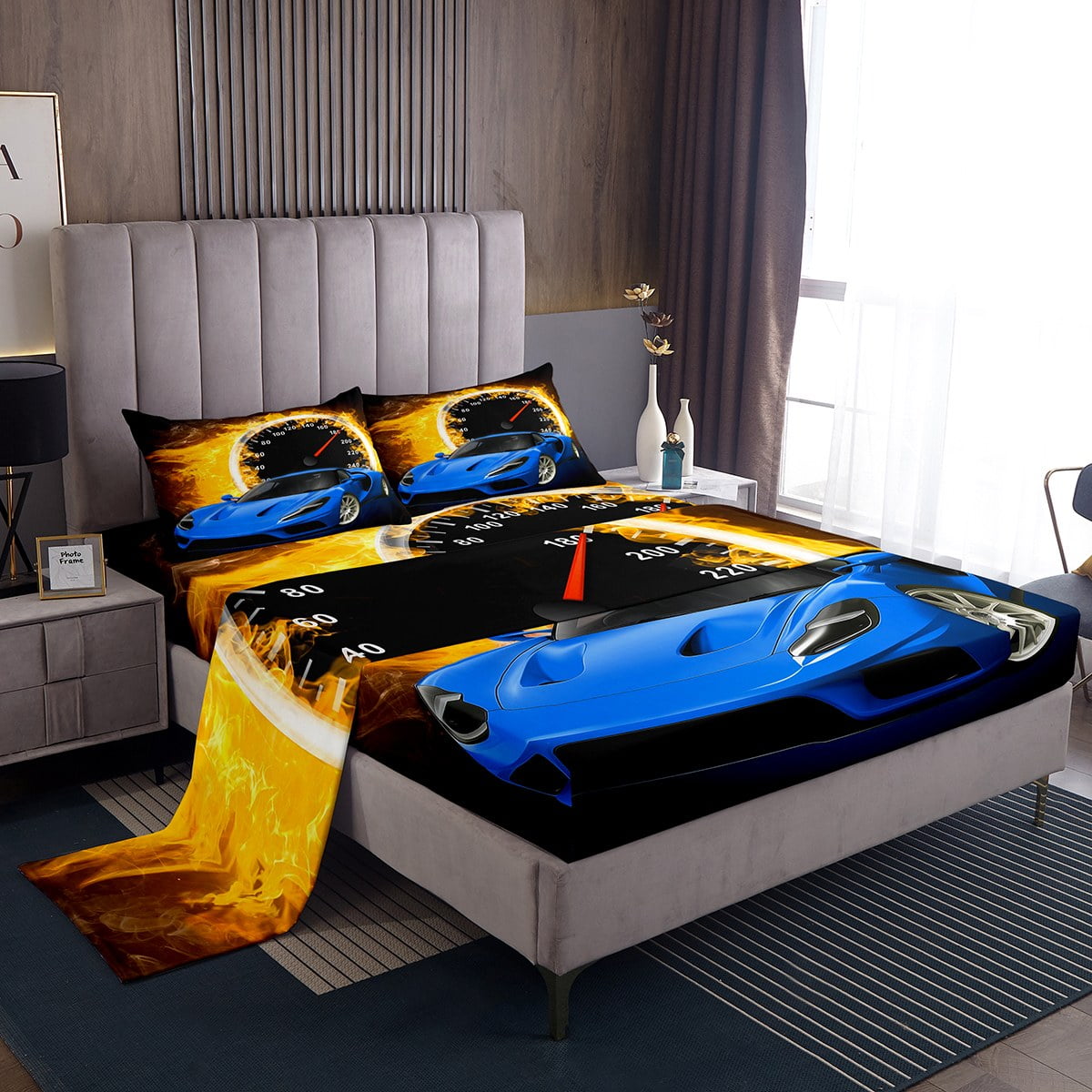 Blue Race Car Bedding Set King ,Cool Sports Car Bed Sheets Set Adult ...
