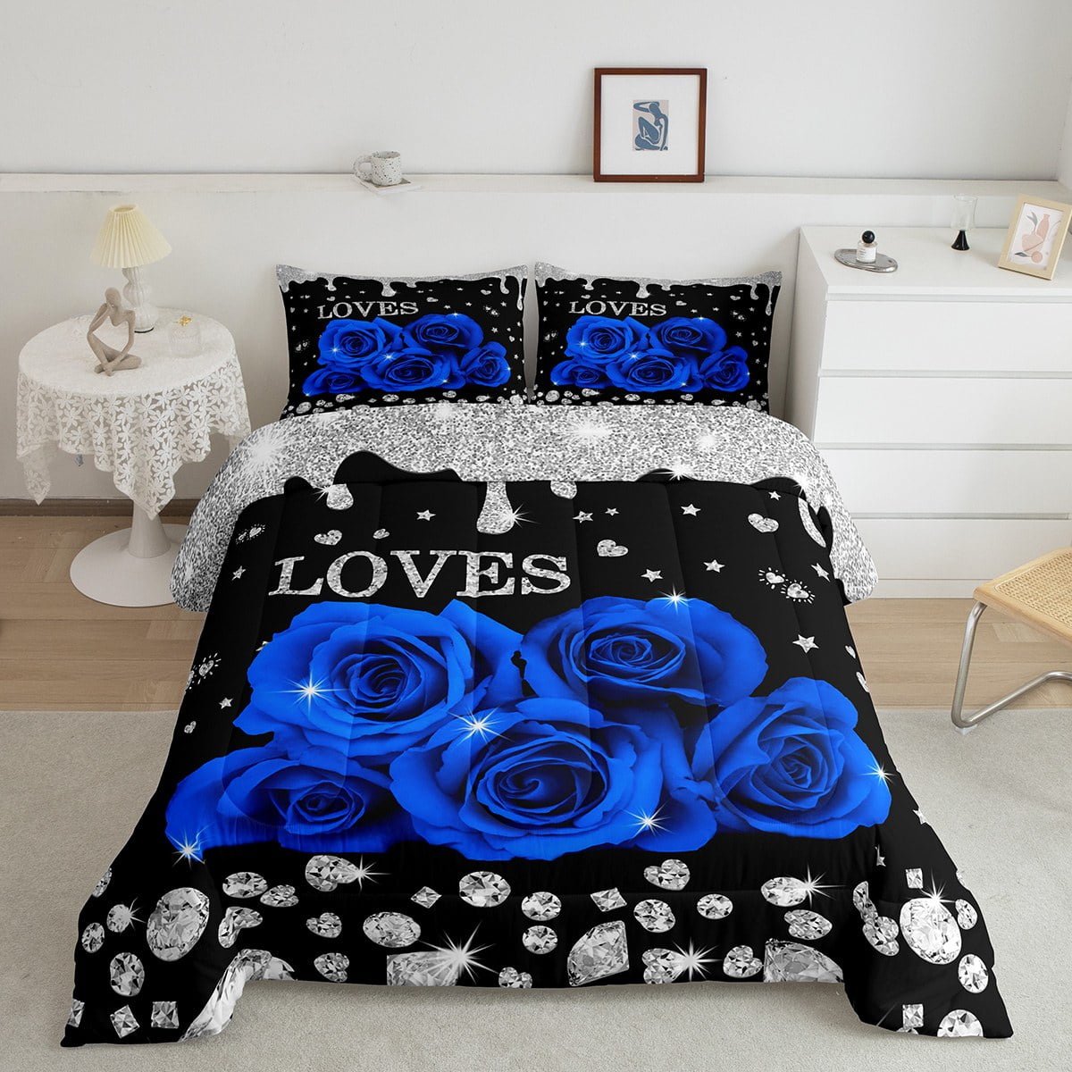 Blue Rose Flower Gifts For Women,Romantic Royal Blue Black Roses ...