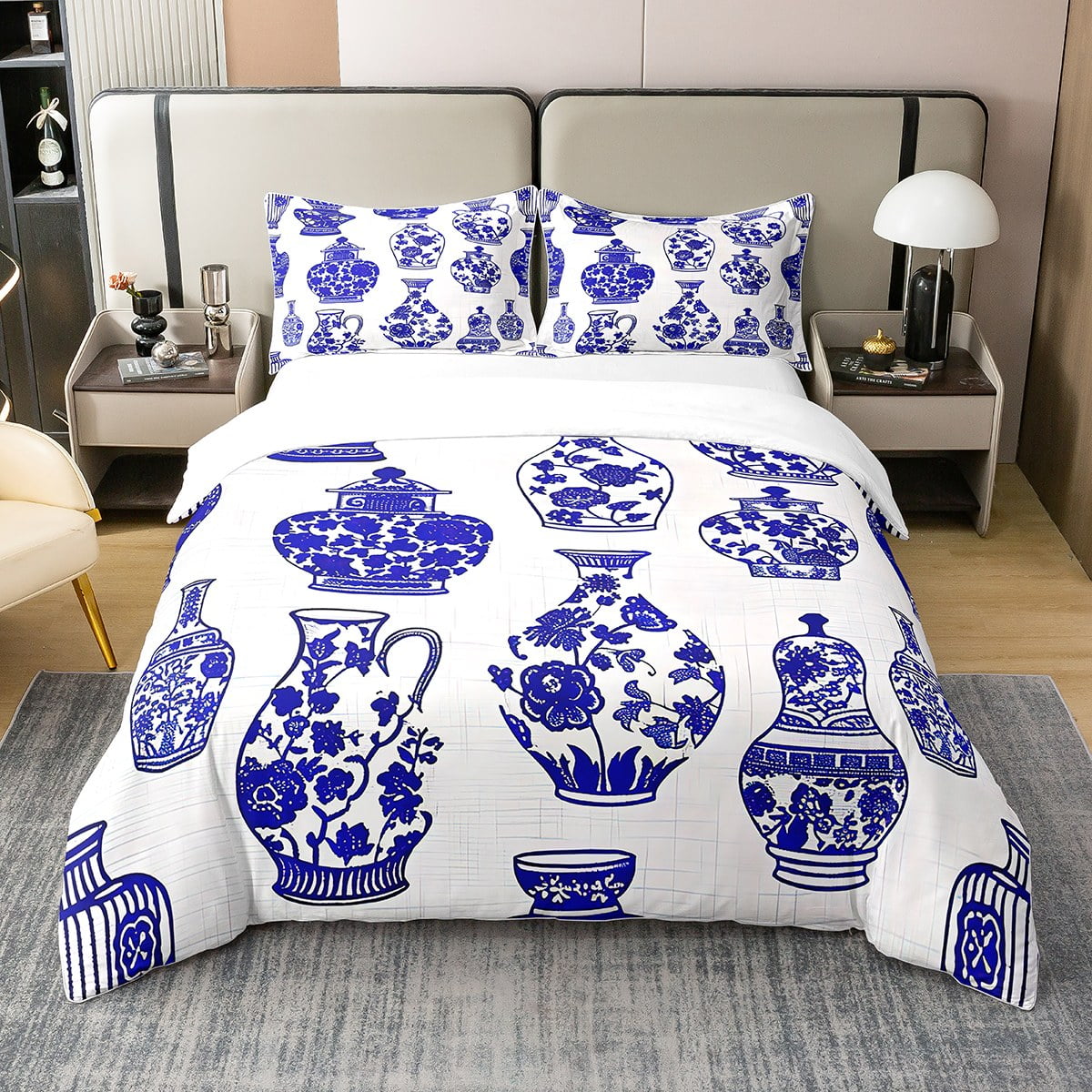 Erosebridal Blue and White Porcelain 100% Organic Cotton Duvet Cover ...