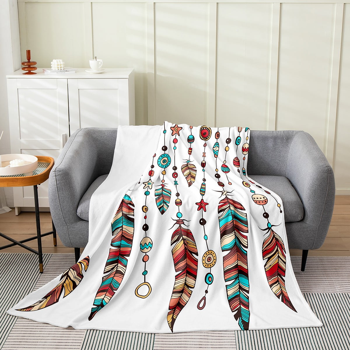 YST Bohemian Fleece Blanket Baby 30x40 inch,Feather Throw Blanket ...