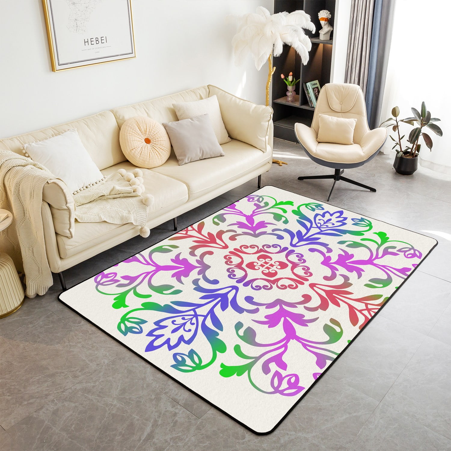 Erosebridal Bohemian Floral Area Rug 3x5 for Bedside,Boho Rug,Ombre ...