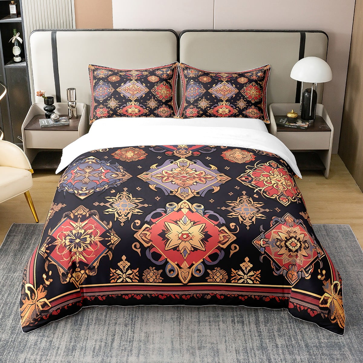 Erosebridal Bohemian Flower 100% Cotton Duvet Cover Queen Vintage ...