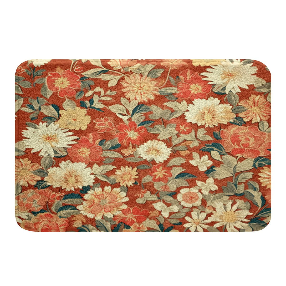 Bohemian Flowers Bathroom Rugs 16"X 24",Vintage Groovy Floral Bath Mat ...