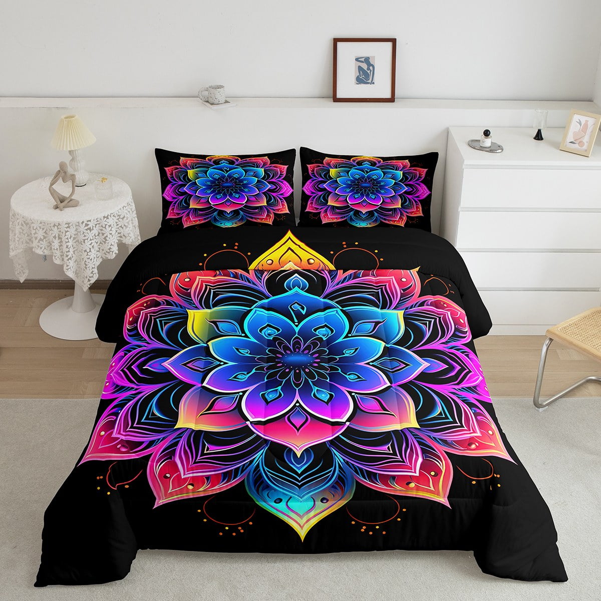 Erosebridal Bohemian Lotus Comforter Set Queen,Hippie Paisley Boho ...