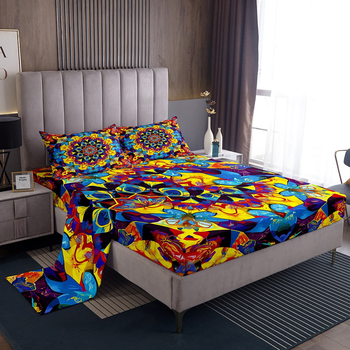 Bohemian Mandala Bed Sheets Set Abstract Flower King Sheet Set Women ...