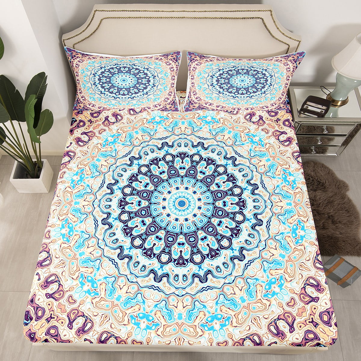 Yst Bohemian Mandala Full Fitted Sheet Vintage Persian Sheets Oriental