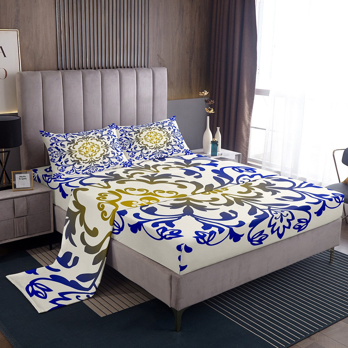 YST Bohemian Sheet Set,Boho Floral Bedding Set Queen Exotic Chic Flower ...