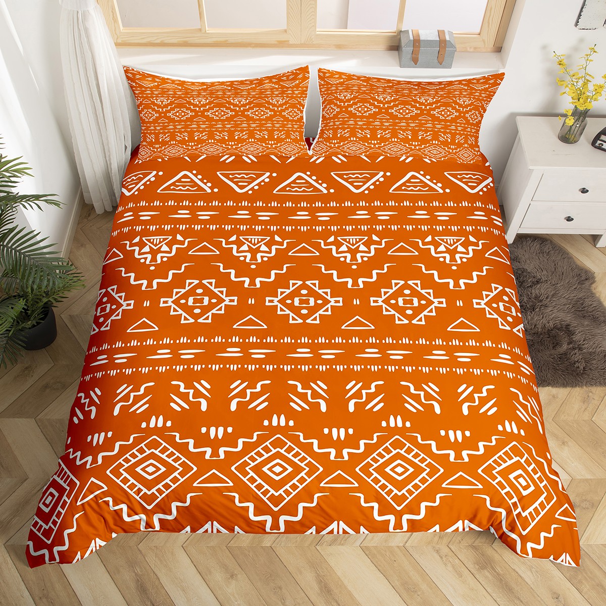Boho Aztec Comforter Cover Queen Western Geometric Bedding Set Tribal ...