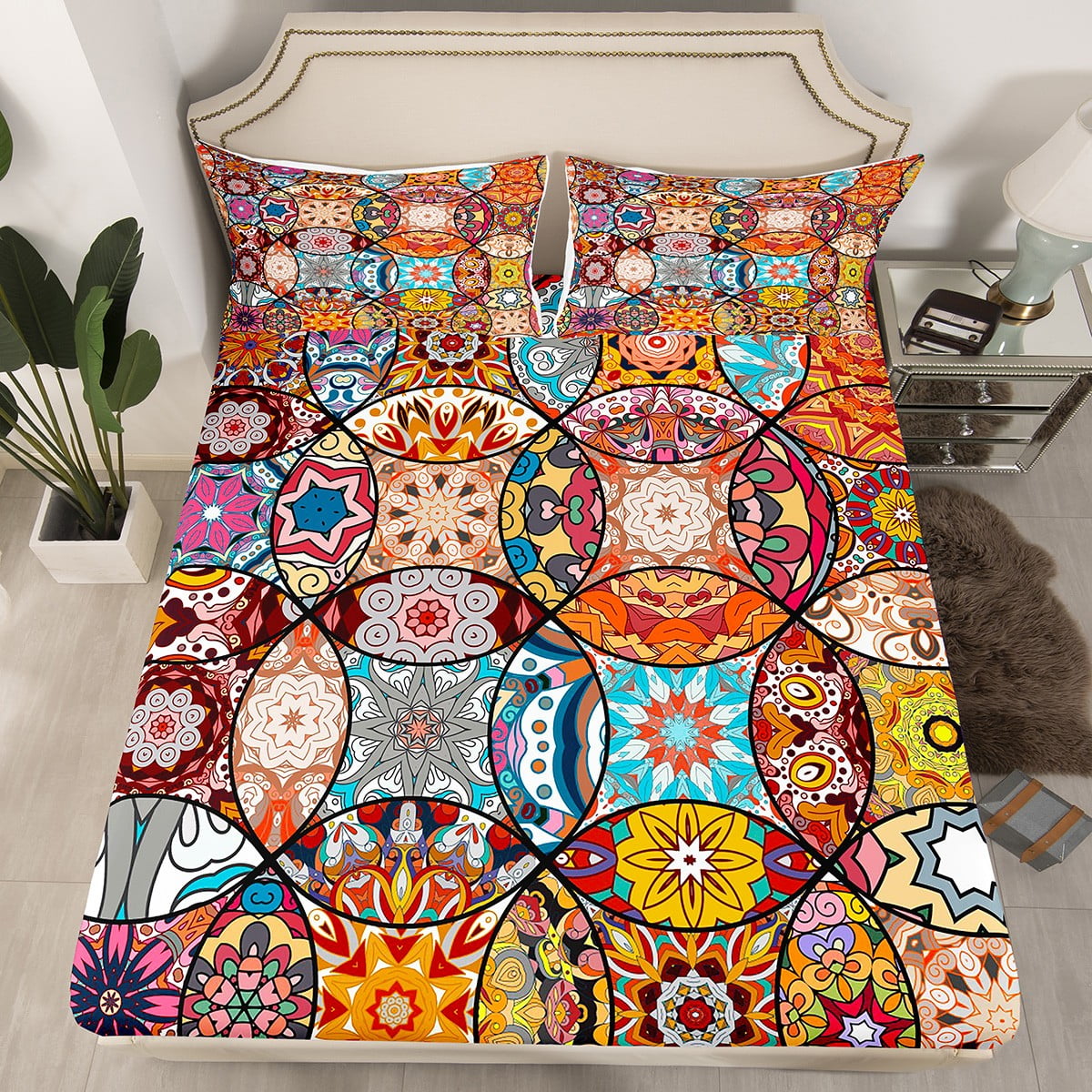 Erosebridal Boho Bedding Set Exotic Flowers Bed Sheets Bohemian Aztec ...
