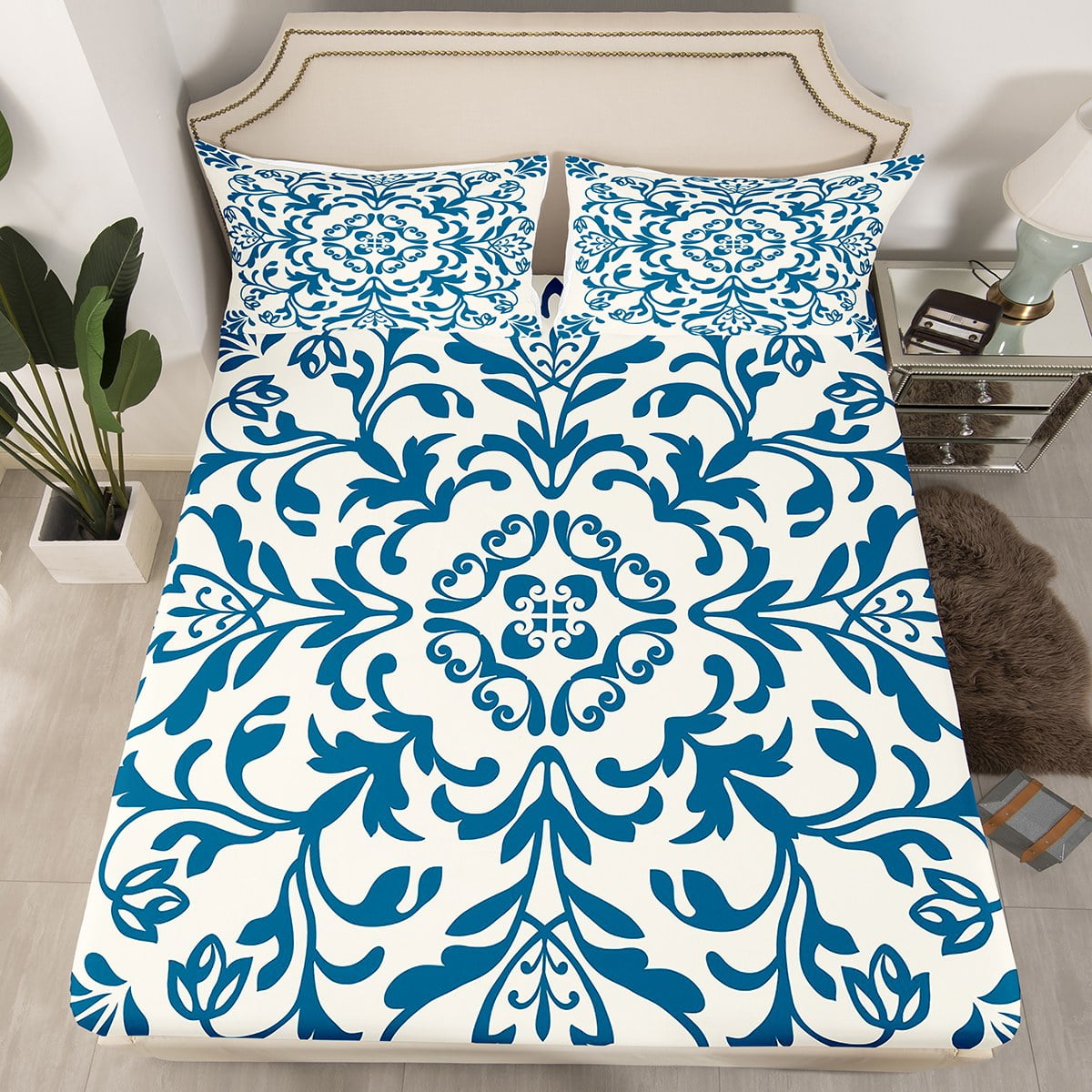 Boho Fitted Sheet Full Bohemian Floral Bed Sheets Exotic Flower Print ...