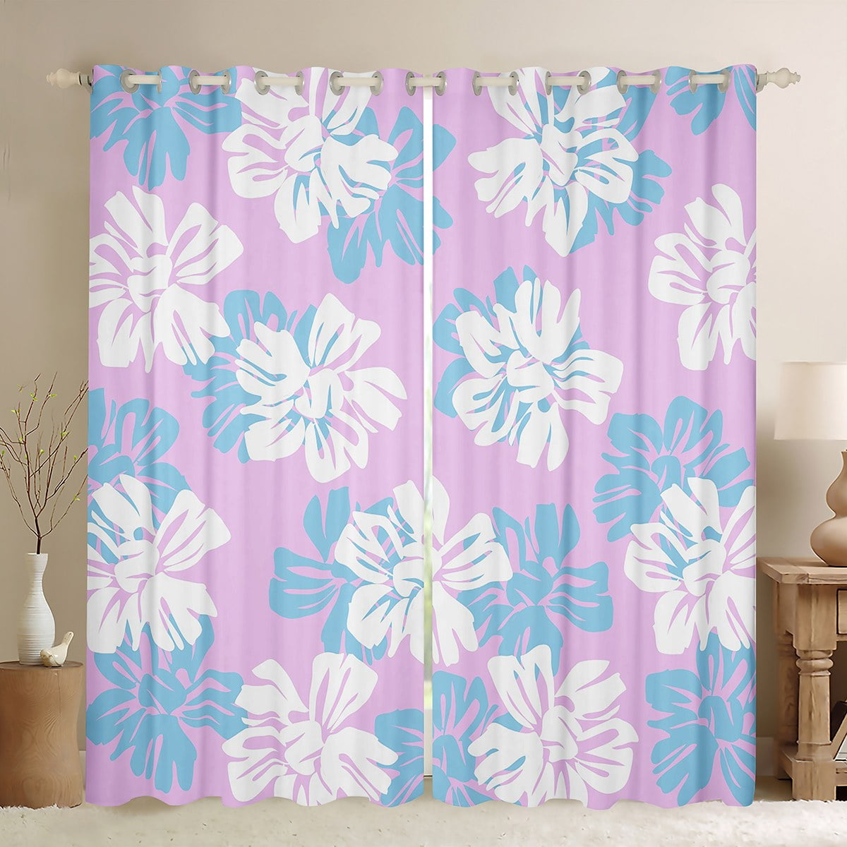 Erosebridal Boho Flowers 30%-50% Blackout Curtains Room Decor For Teen ...