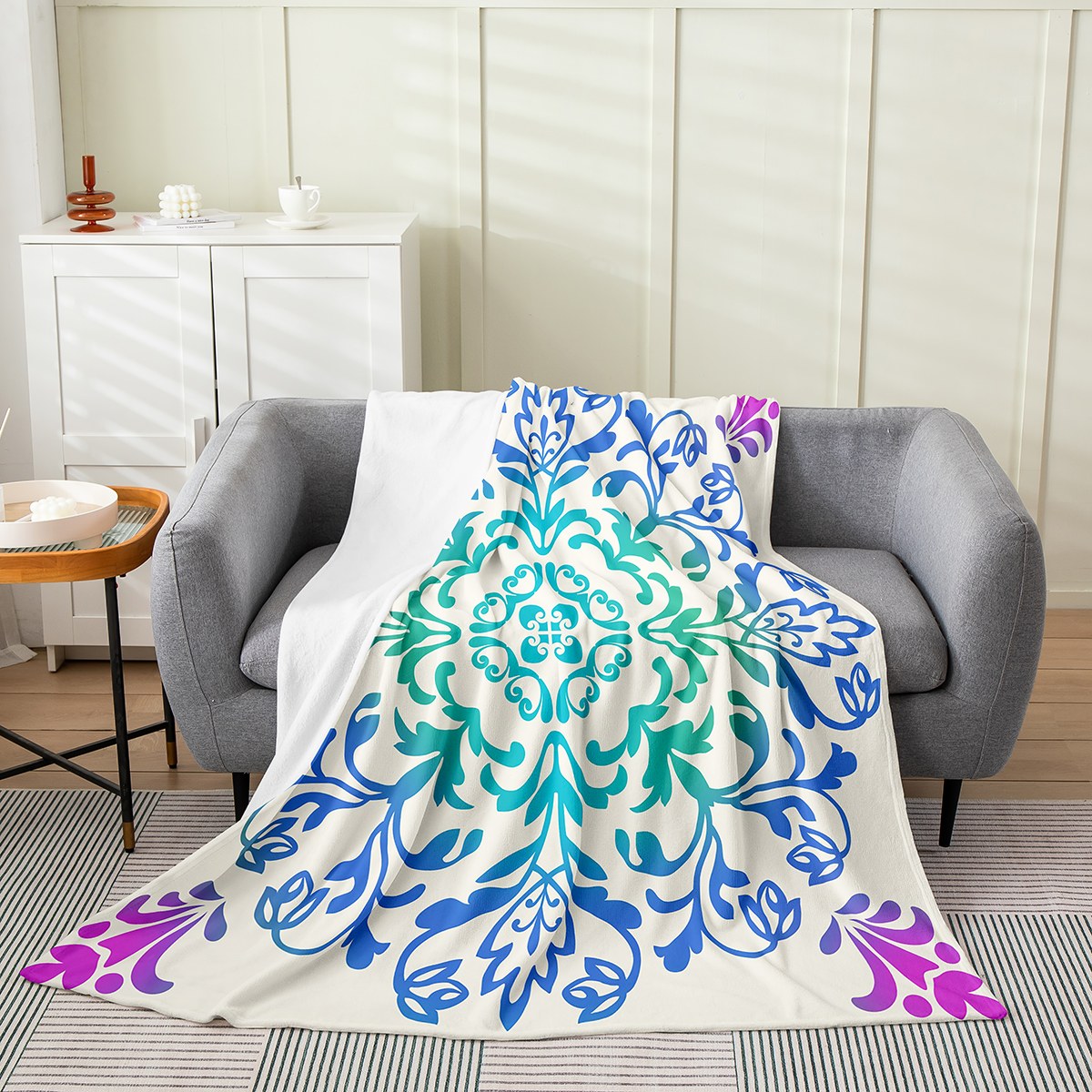 YST Boho Flowers Throw Blanket Bohemian Flower Fleece Blanket Throw ...