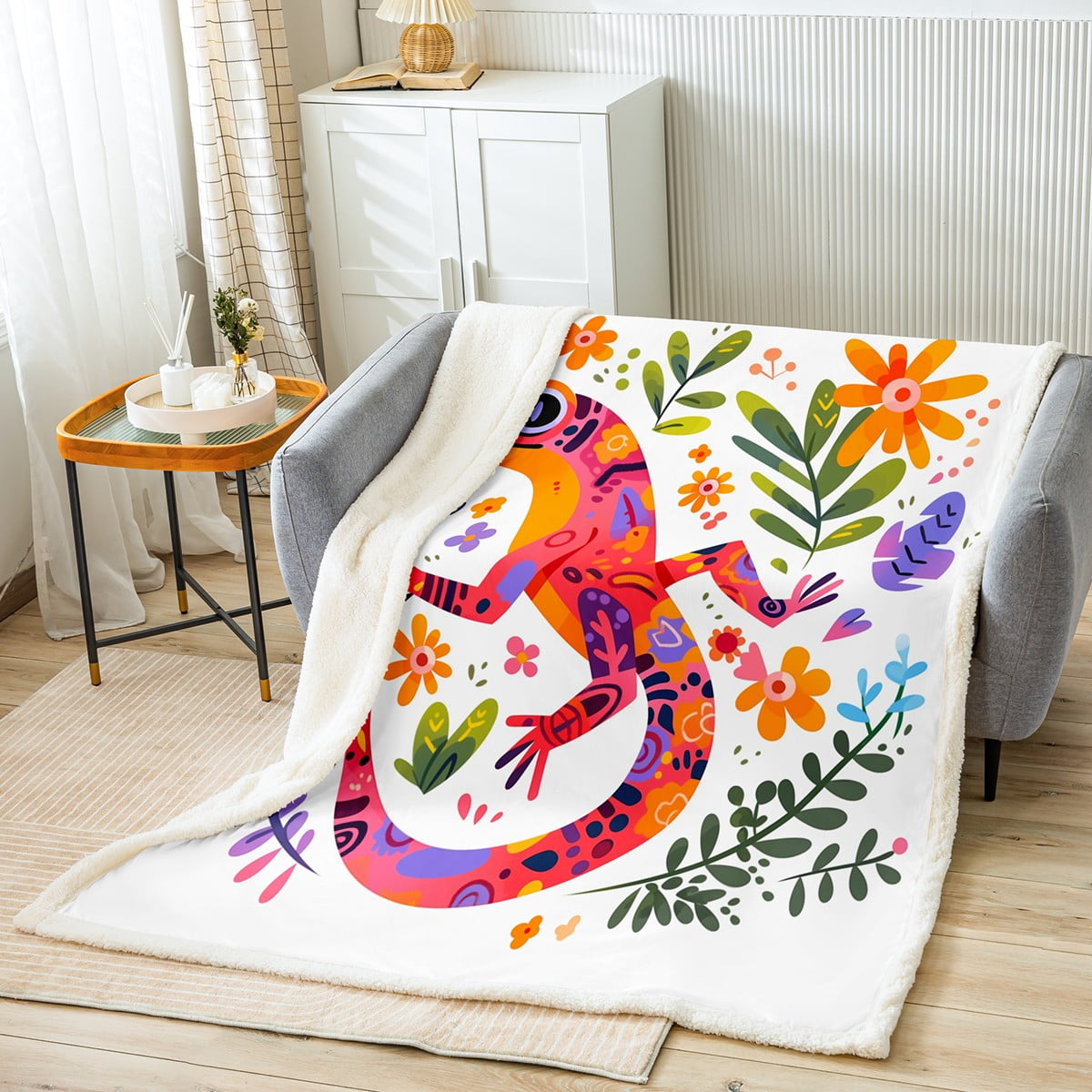 YST Boho Lizard Fleece Blanket 40"X50" Reptile Gecko Creature Throw ...