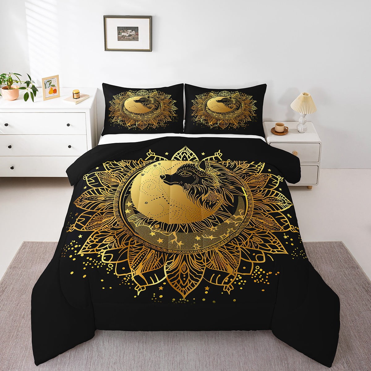 Boho Mandala Bedding Full Size Bohemian Flower Comforter Set, Hippie ...