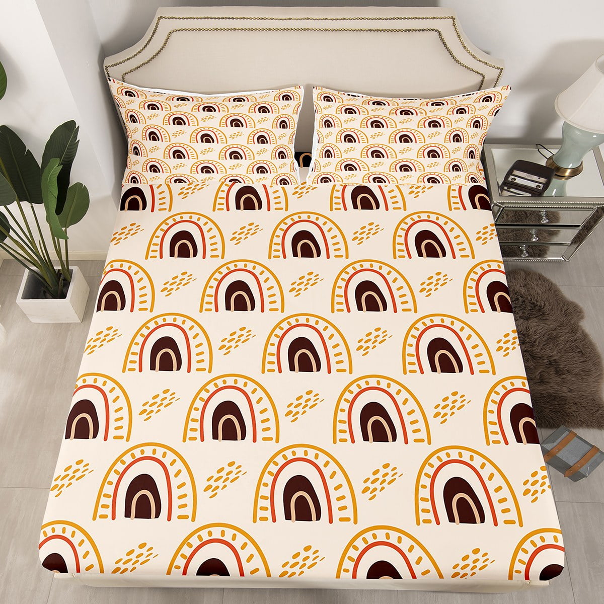 YST Boho Rainbow Twin Bedding Set for Girls Toddler Boys Cartoon Style ...