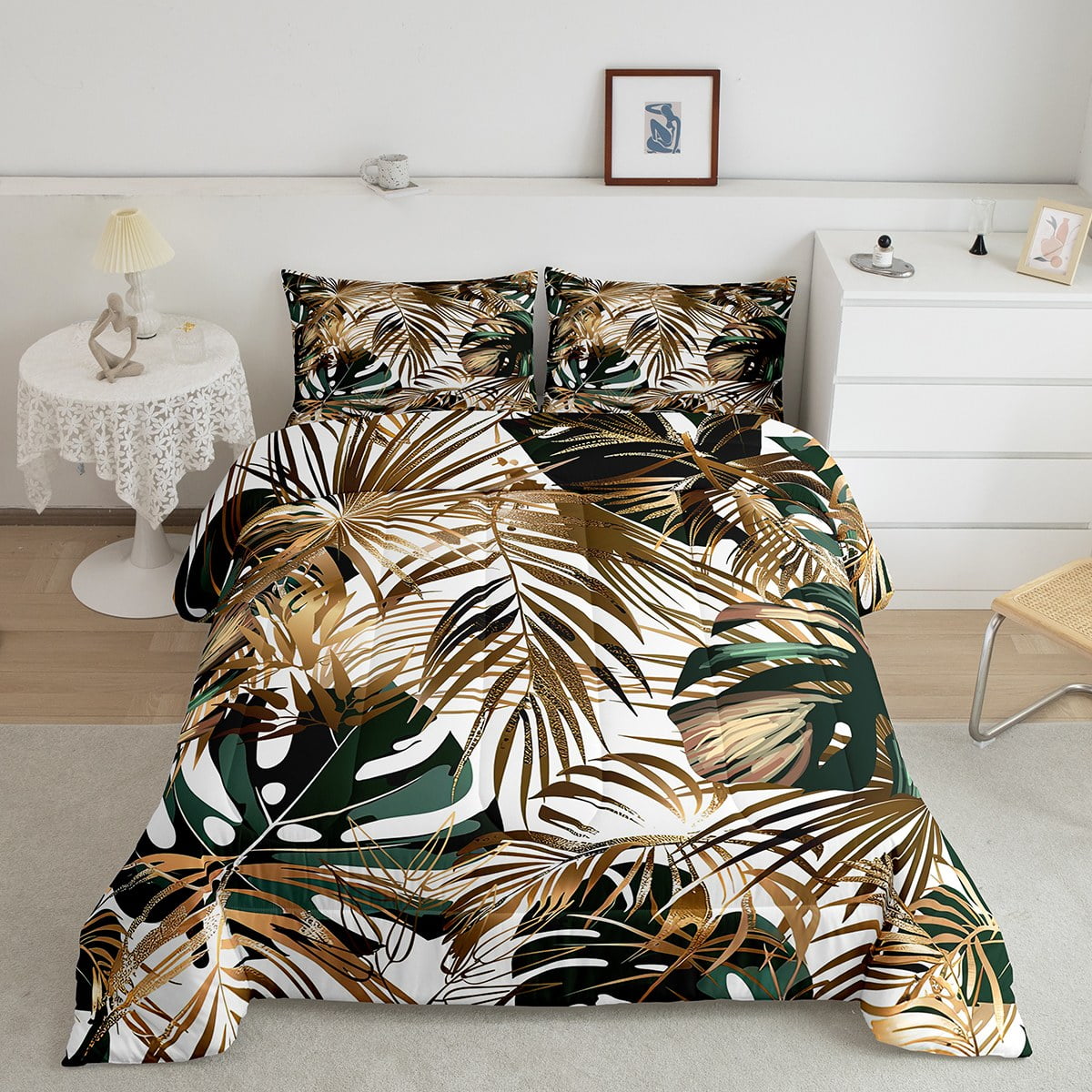 YST Boho Tropical Bedding Set Twin Hawaiian Palm Tree Banana Leaves ...