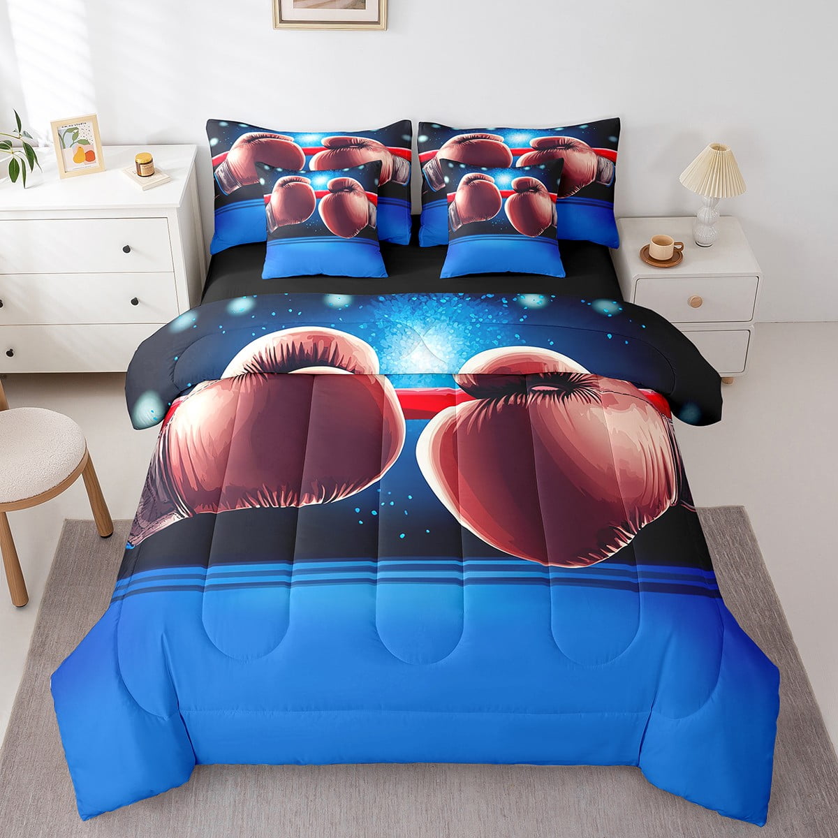 Boxing 7Pcs Bed In A Bag Sports Game Theme Bed Set Full Teens,Boxing ...