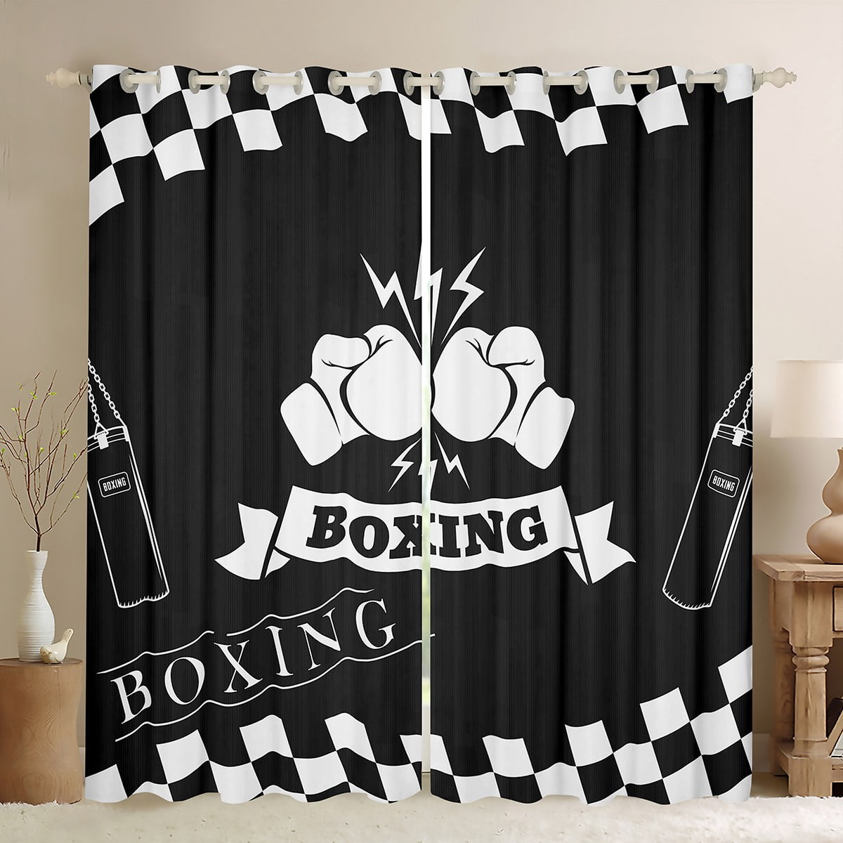 YST Boxing Blackout Curtains for Kids Teens Adults Pugilism Game ...