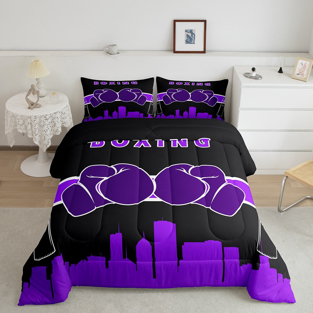 Erosebridal Boxing Comforter Set Queen Sports Themed Bedding Set ...