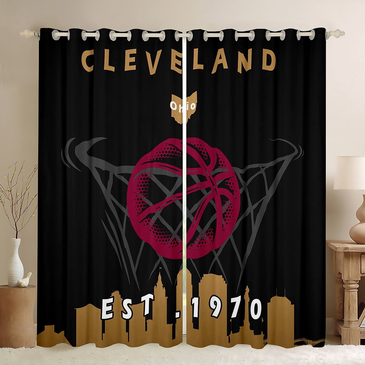 Erosebridal 52x63 inch Blackout Curtains Basketball,Basketball Curtains ...