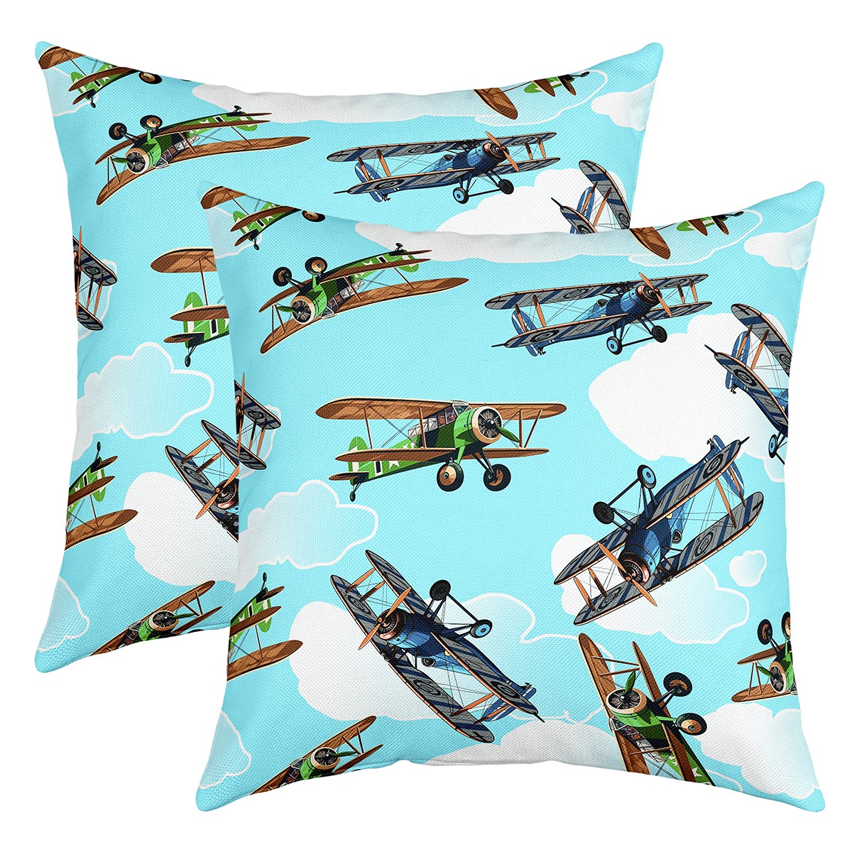 YST Boys Aircraft Pillow Covers 24x24 Inch Pack of 2,Retro Airplane ...