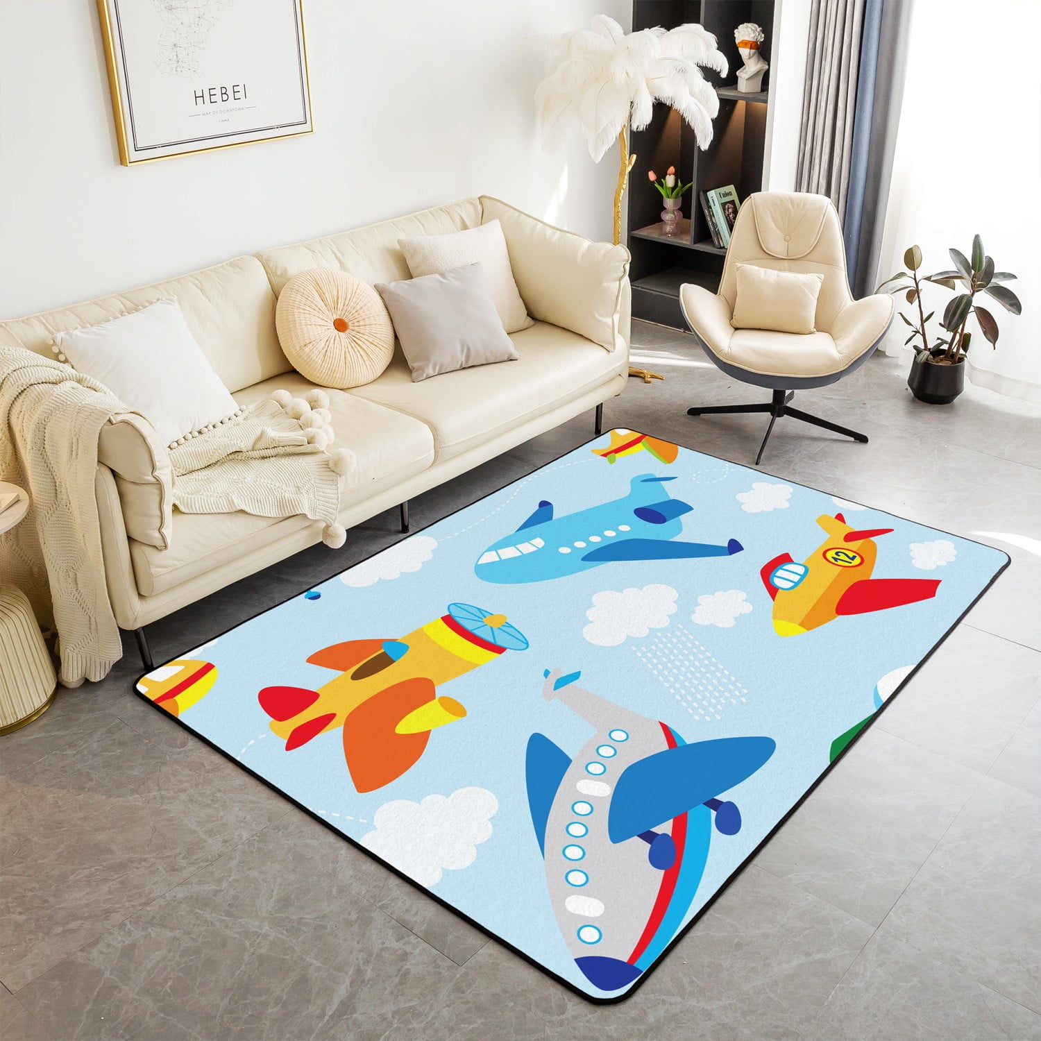 Erosebridal Airplane Area Rug 5x7,Cartoon Airplane Indoor Floor Mat ...