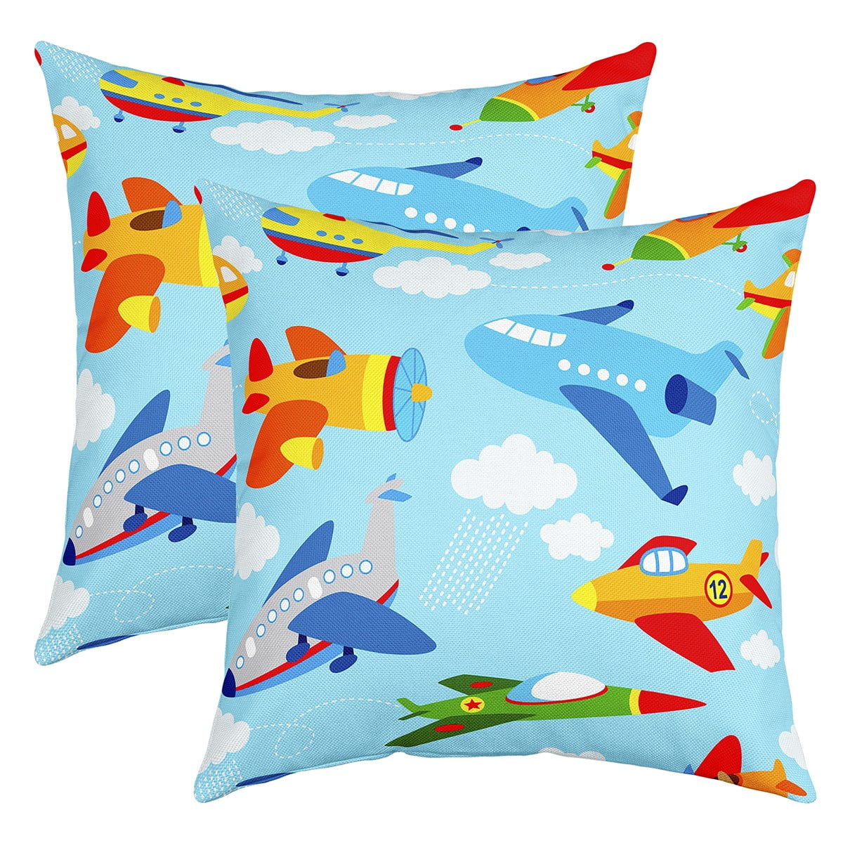 YST Boys Airplane Pillow Covers 24x24 Inch Set of 2,Cartoon Airplane ...