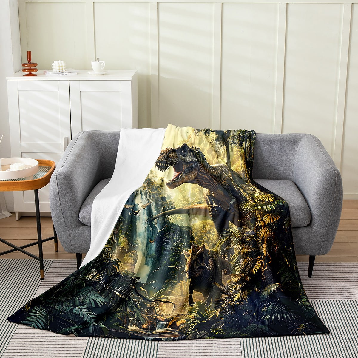 YST Boys Ancient 3D Dinosaur Blanket For Kids Teens Dino Silhouettes ...