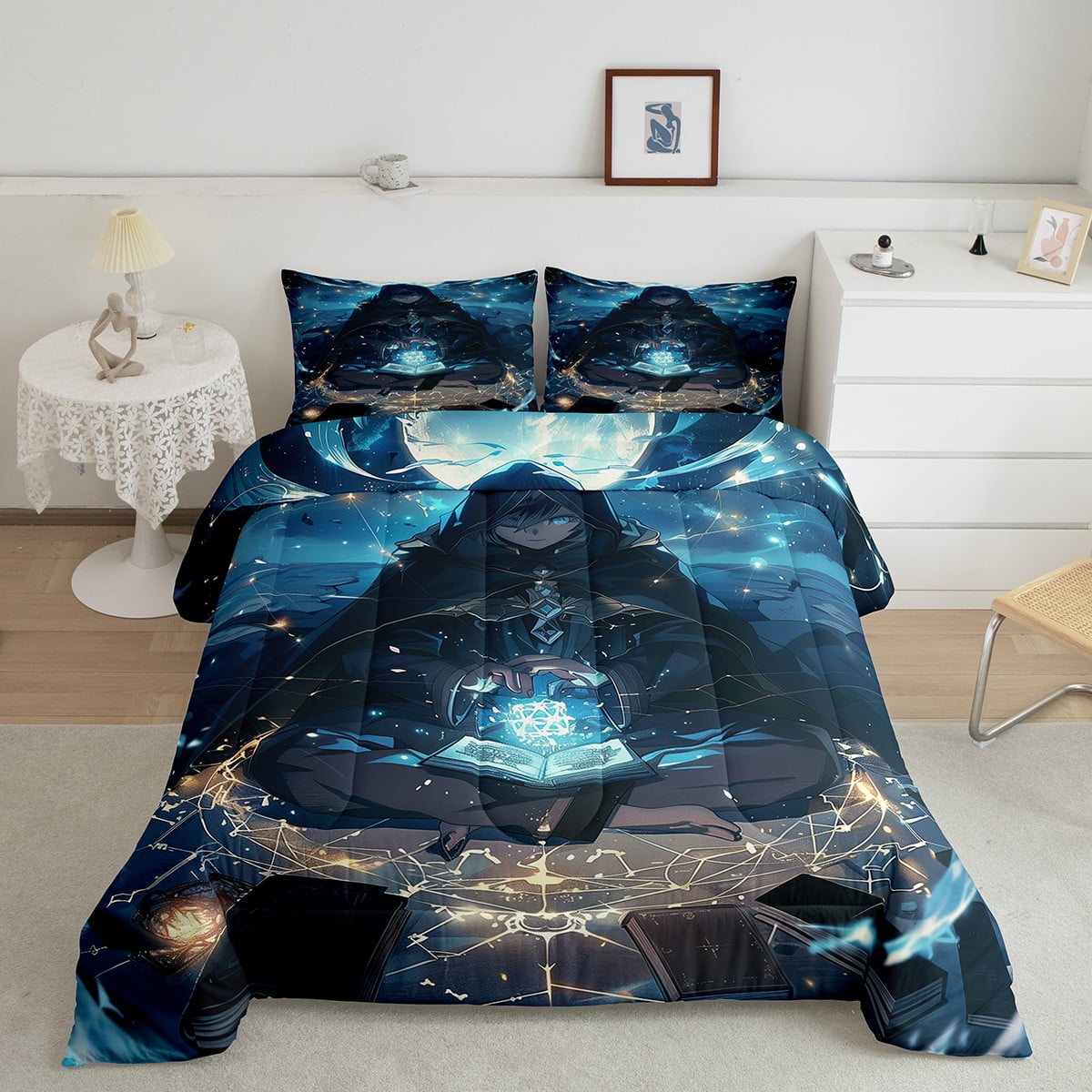 Anime Comforter Set Magic Power Bedding with 2 Pillowcases Mysterious ...