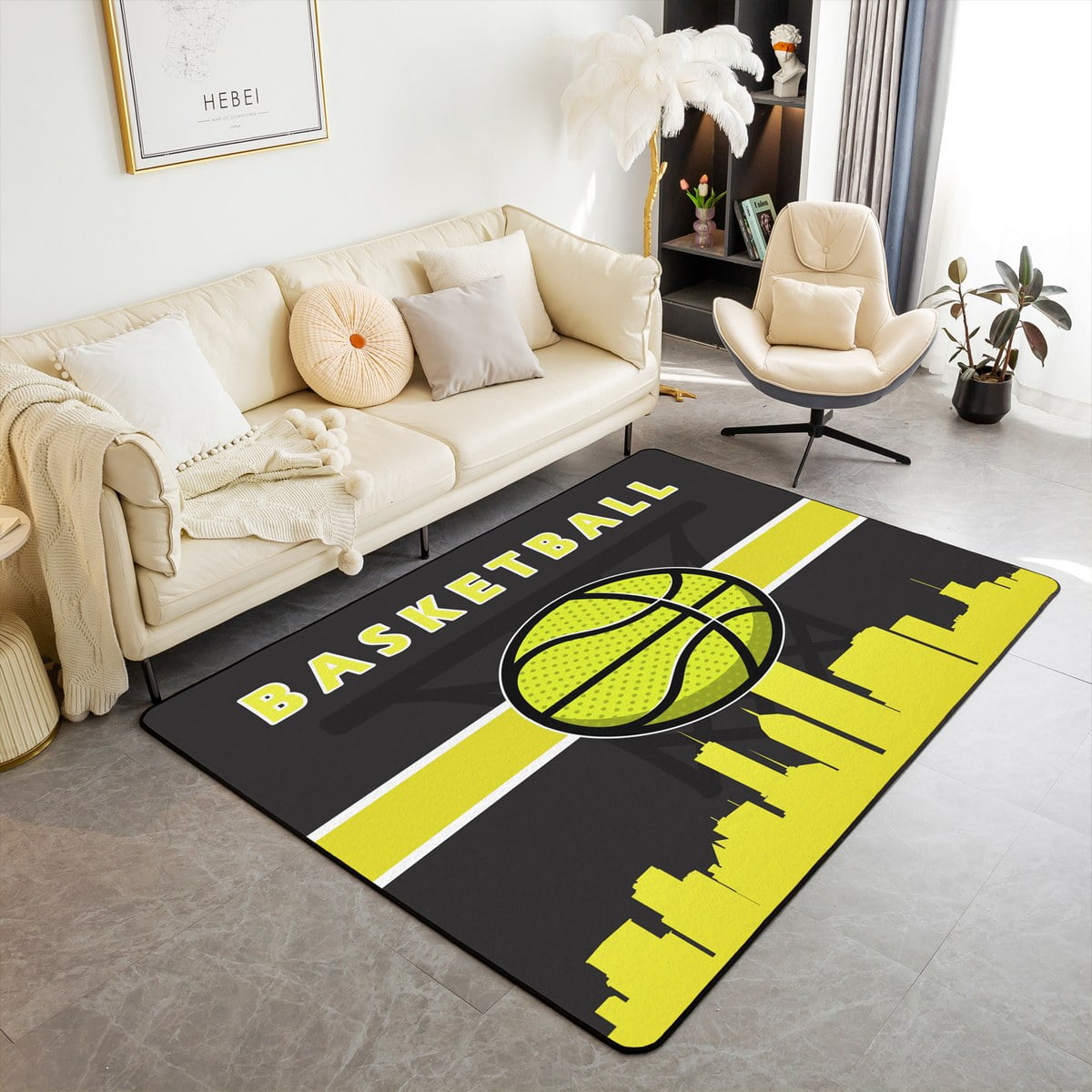YST Boys Basketball Area Rug 3x5 Kids Sport Rug, Basketball Game Carpet ...