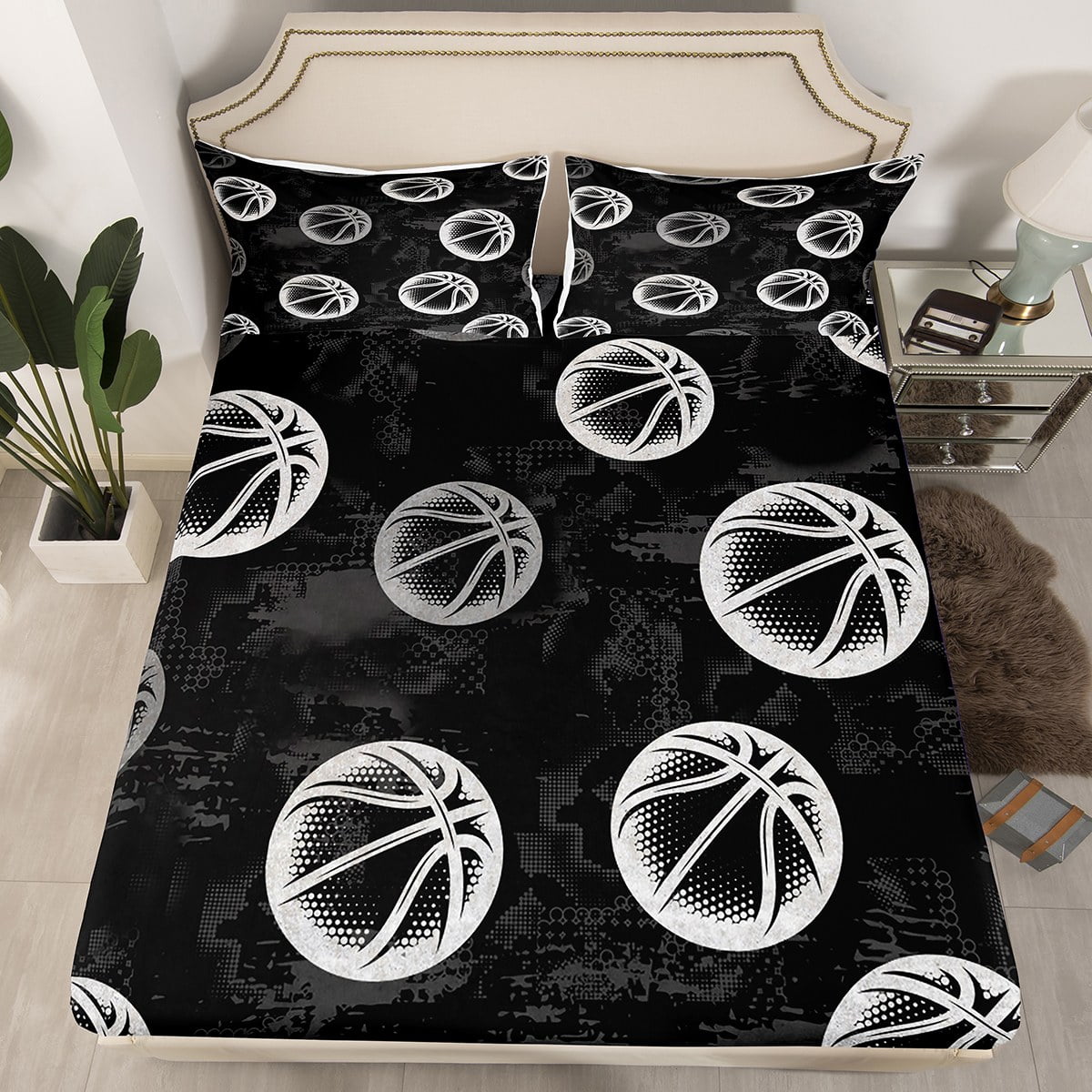 YST Boys Basketball Bed Sheets Kids Sports Fitted Sheet Twin Size ...
